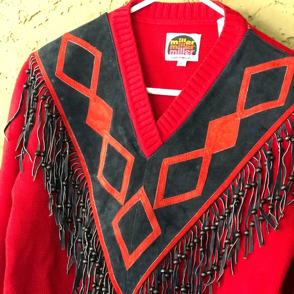Vintage | Sweaters | Miller Miller Western Vintage Sweater Red | Poshmark